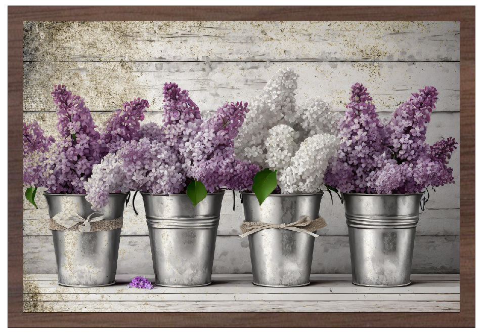 Rustic Row of Lilacs in Galvanized Buckets – Willow Hill Designs