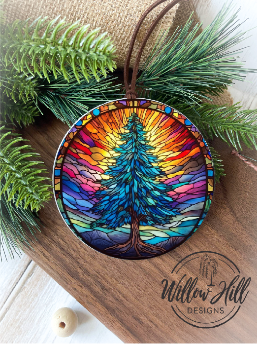 Winter Tree Stained Glass - Christmas Ornament – Willow Hill Designs